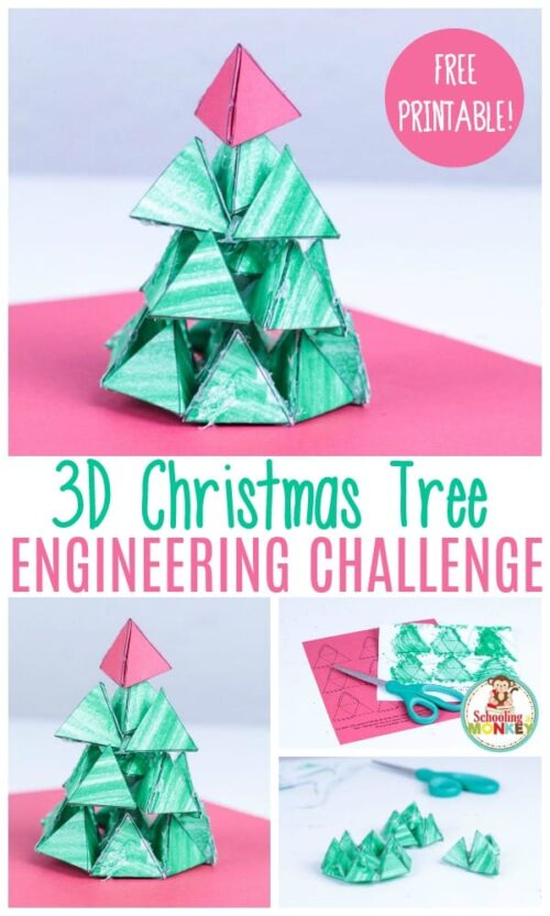 3D Christmas Tree Engineering Challenge for Kids