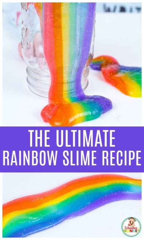 Easy to Make Glitter Rainbow Slime Recipe with Clear Glue