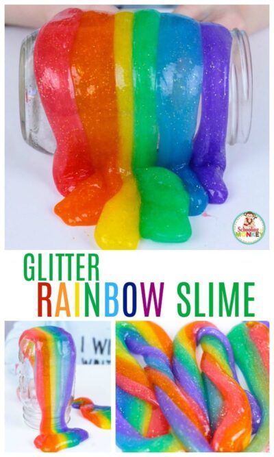 Easy to Make Glitter Rainbow Slime Recipe with Clear Glue