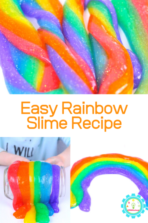 Easy to Make Glitter Rainbow Slime Recipe with Clear Glue