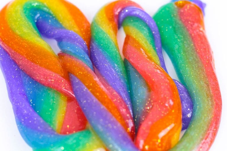 Easy to Make Glitter Rainbow Slime Recipe with Clear Glue