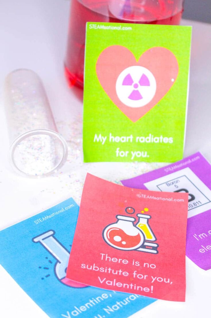 Printable Punny Chemistry Valentines for Kids